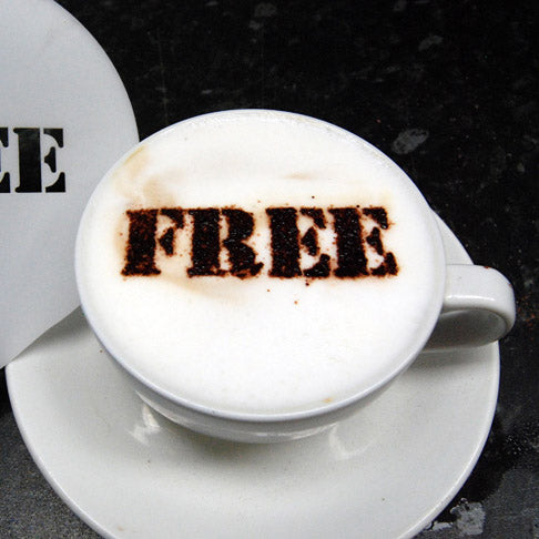 'FREE' text Coffee Stencil – Personalised Stencils
